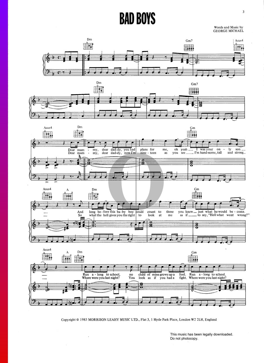 Bad Boys (Wham!) Piano Sheet Music - OKTAV