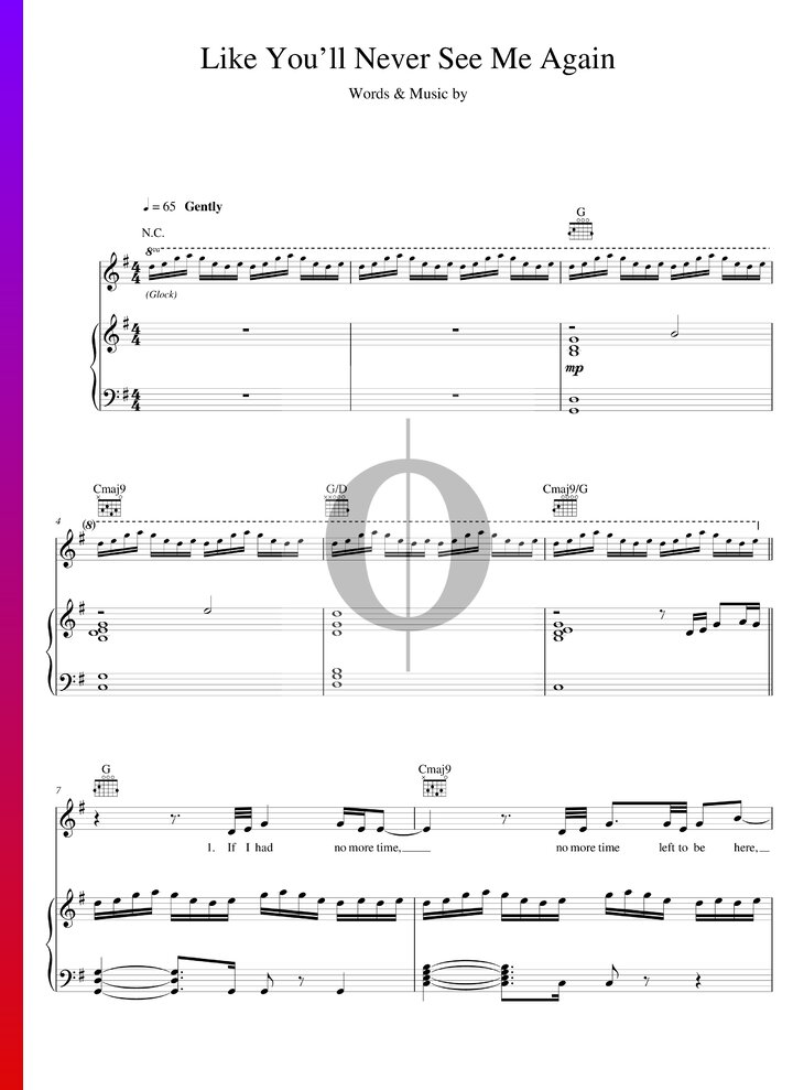 Like You'll Never See Me Again Klaviernoten (Alicia Keys) - OKTAV