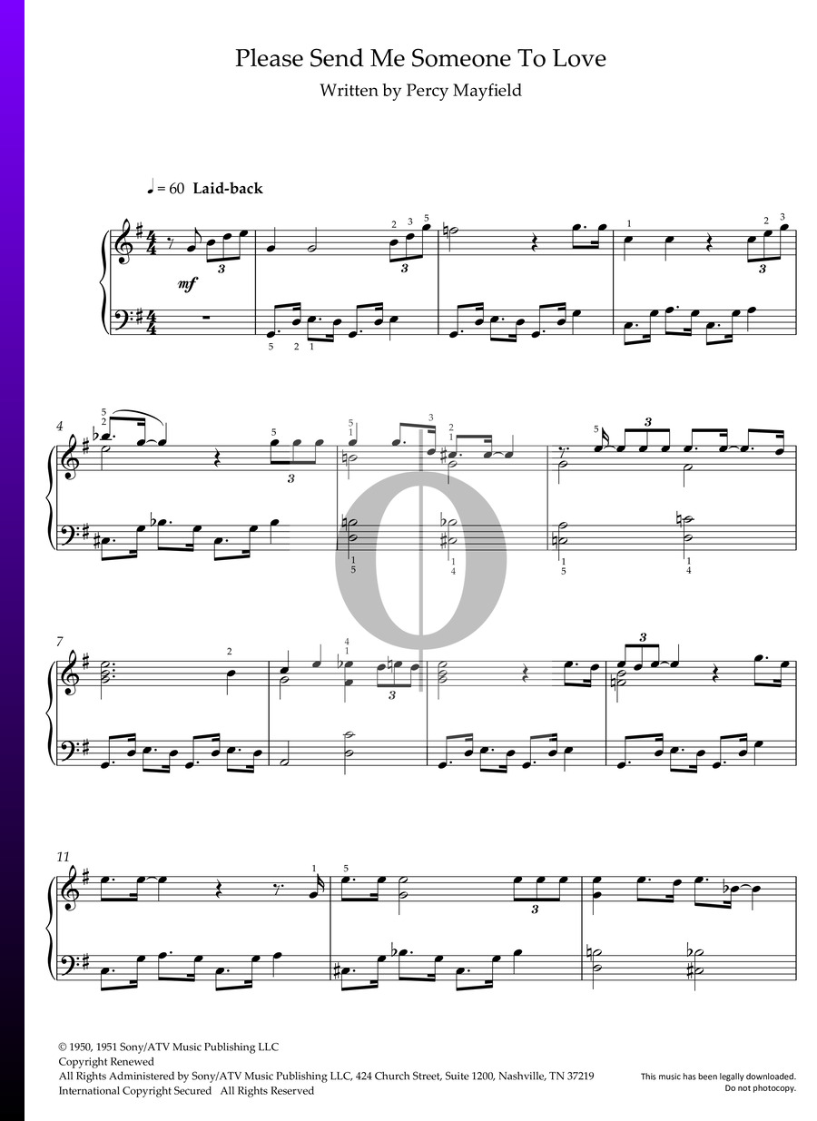 Please Send Me Someone To Love (Percy Mayfield) Piano Sheet Music - OKTAV