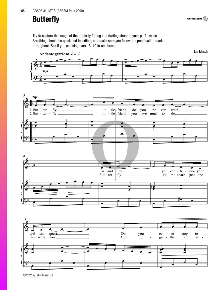 Butterfly (Lin Marsh) Piano Sheet Music - OKTAV