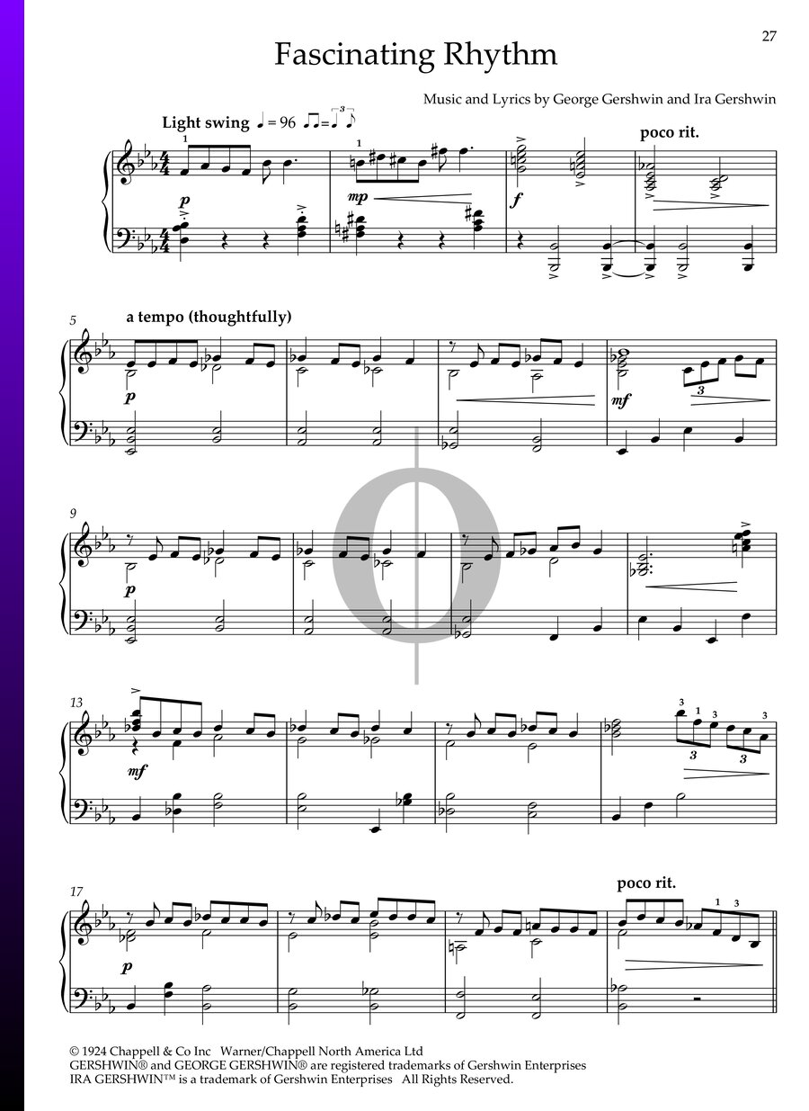 Fascinating Rhythm (George Gershwin) Piano Sheet Music - OKTAV
