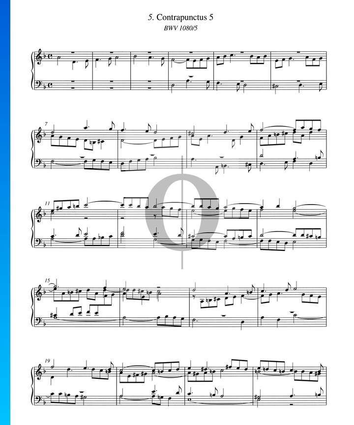 Contrapunctus 5, BWV 1080/5 (Johann Sebastian Bach) Piano Sheet Music ...