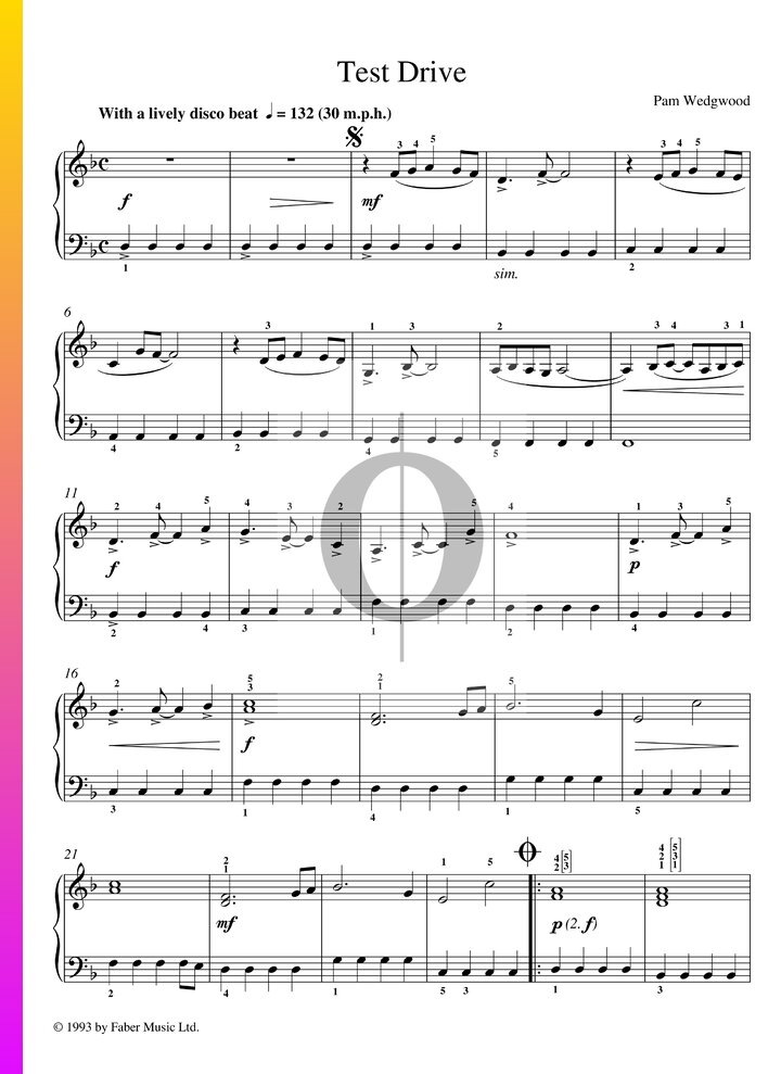 Test Drive (Pam Wedgwood) Piano Sheet Music - OKTAV