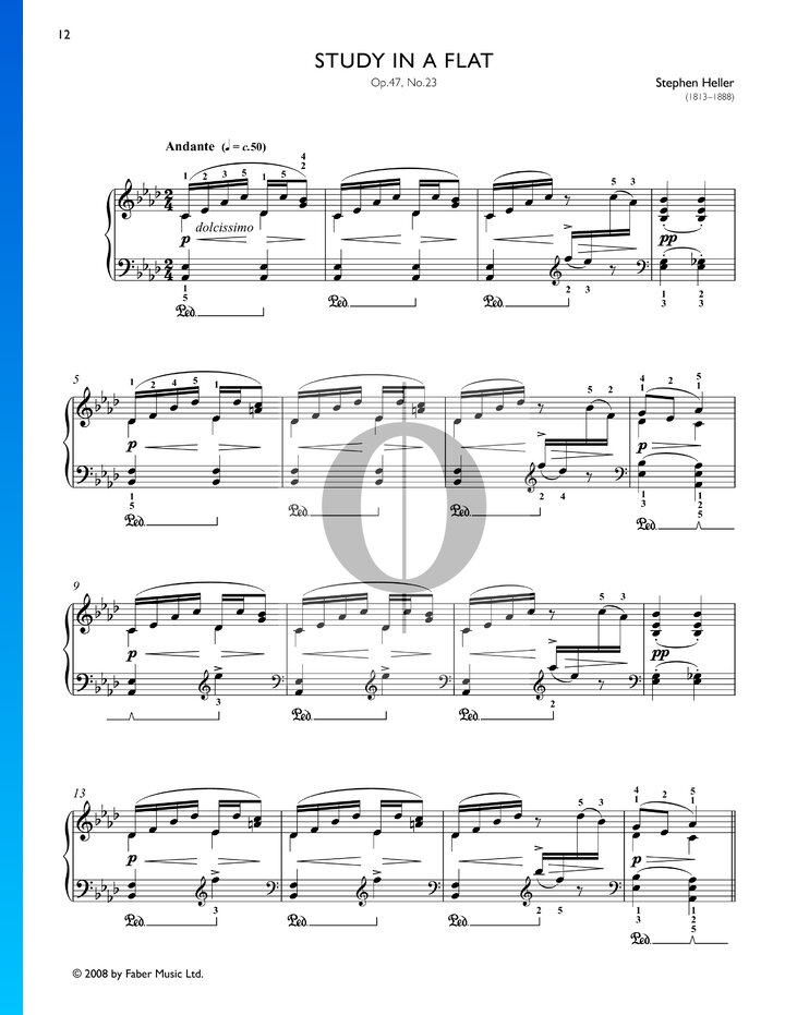 Study in A-flat Major, Op. 47 No. 23 (Stephen Heller) Piano Sheet Music ...