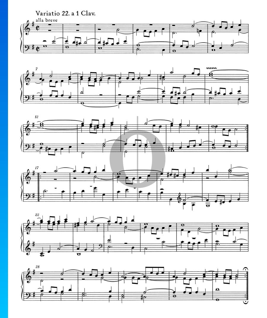 Variaciones Goldberg, BWV 988: Variación 22. a 1 clave » Johann ...