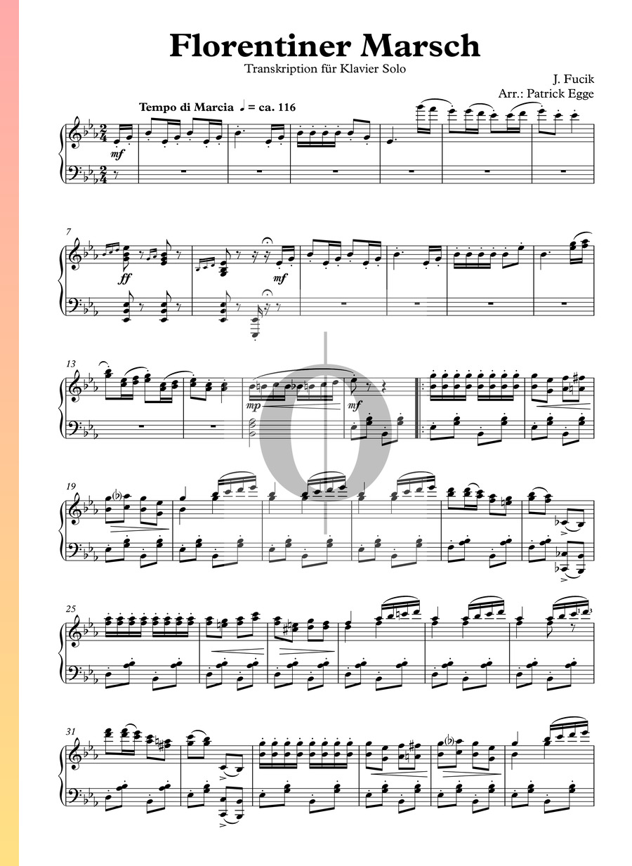 Florentiner Marsch (Julius Fučík) Piano Sheet Music - OKTAV