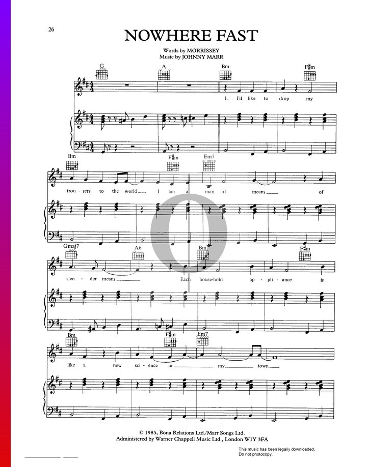 Nowhere Fast (The Smiths) Piano Sheet Music - OKTAV