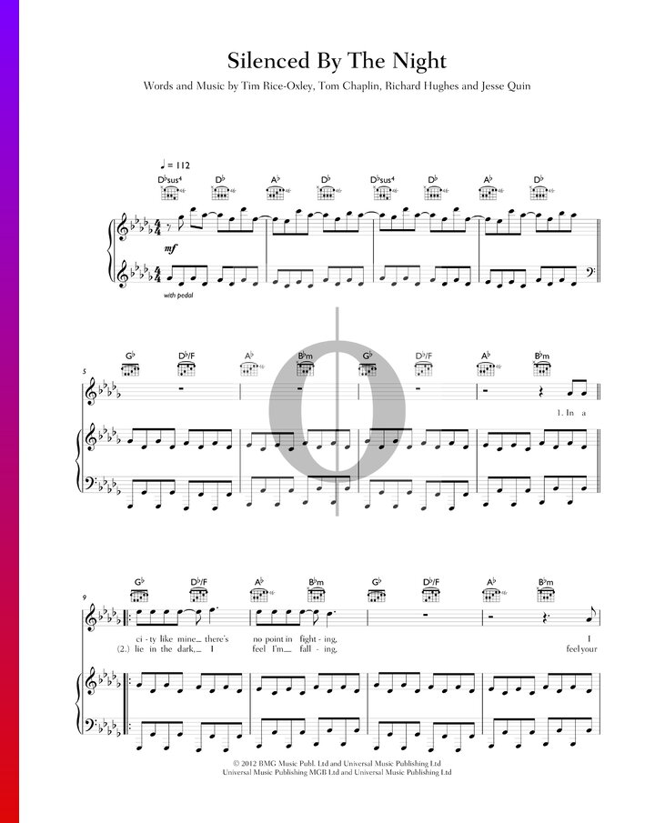 Silenced By The Night (Keane) Piano Sheet Music - OKTAV