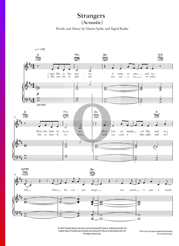 Strangers (Sigrid) Piano Sheet Music - OKTAV