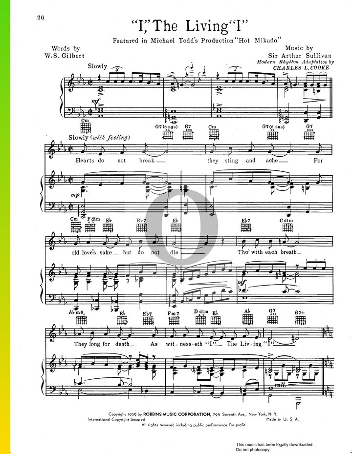 "I", The Living "I" (Arthur Sullivan) Piano Sheet Music - OKTAV