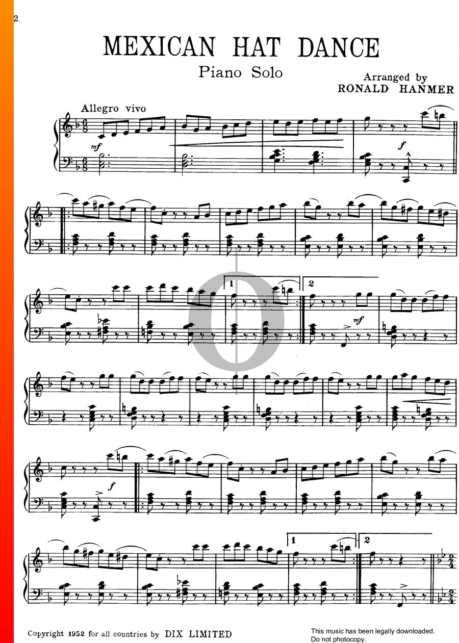 Mexican Hat Dance Sheet Music (Piano Solo) | PDF Download - OKTAV