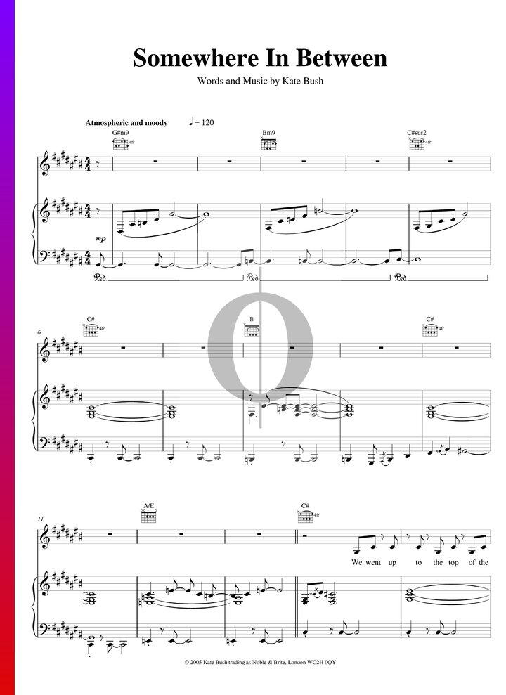 Somewhere In Between » Kate Bush - Partituras de piano - OKTAV