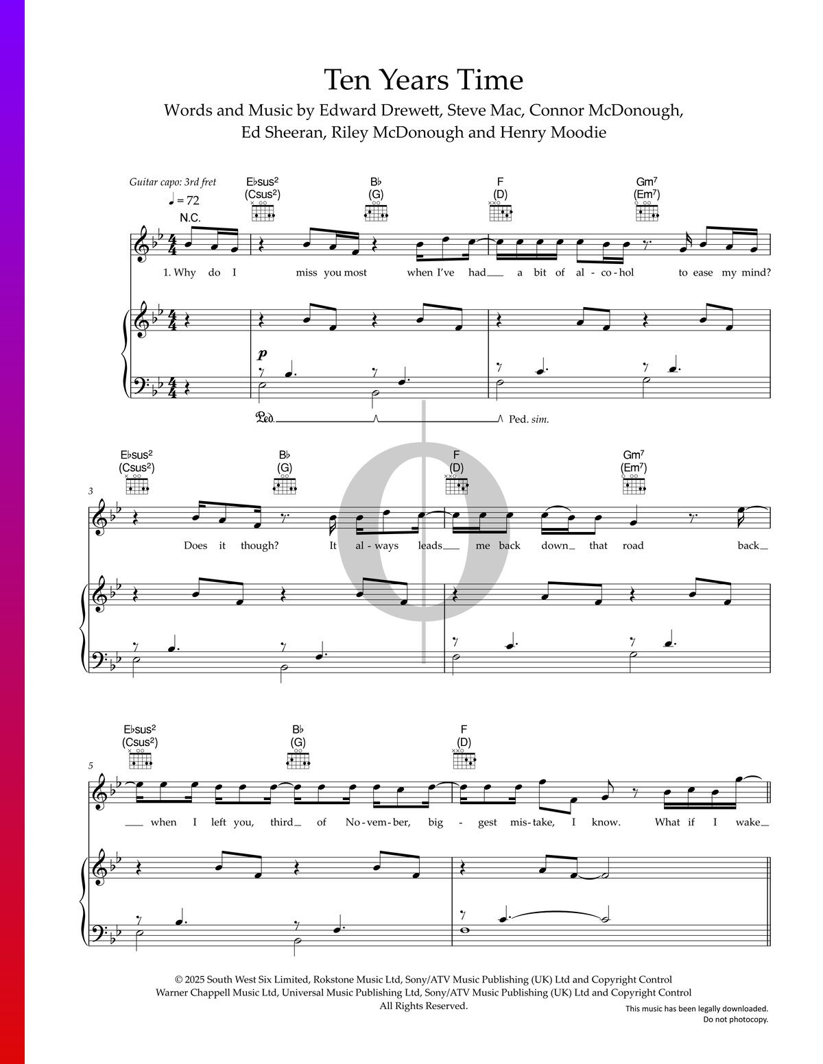 Ten Years Time (Henry Moodie) Piano Sheet Music - OKTAV