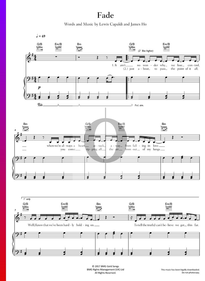 Fade (Lewis Capaldi) Piano Sheet Music - OKTAV