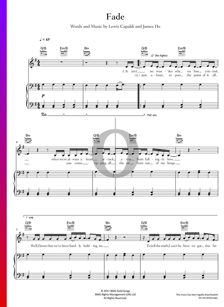Fade (Lewis Capaldi) Piano Sheet Music - OKTAV