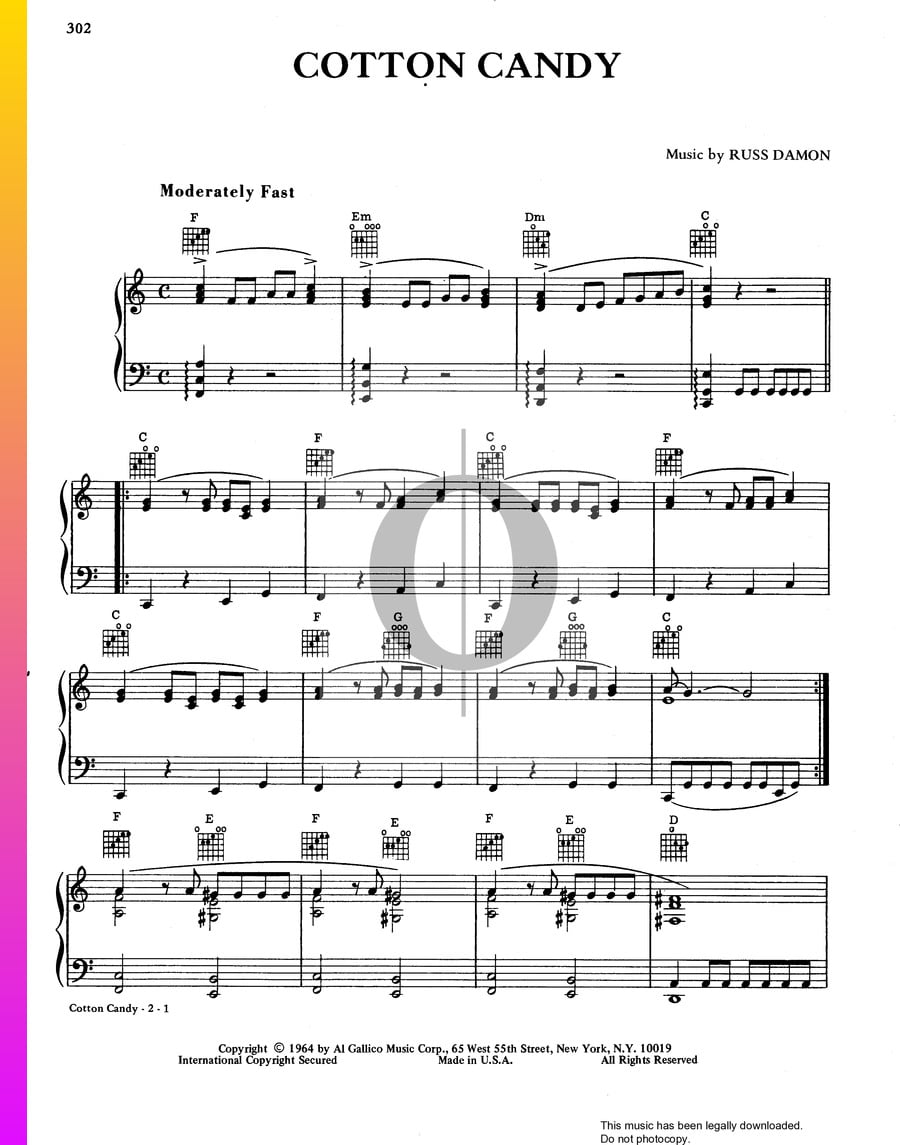 Cotton Candy (Al Hirt) Piano Sheet Music - OKTAV