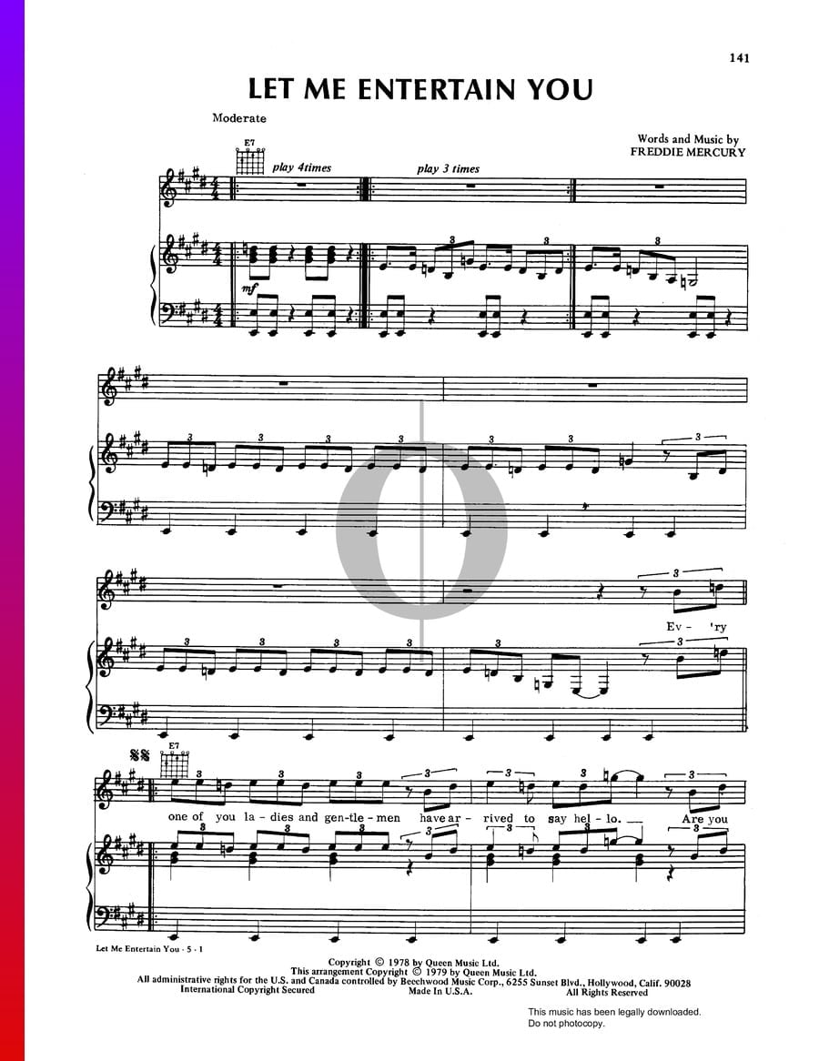 Let Me Entertain You (Queen) Piano Sheet Music - OKTAV