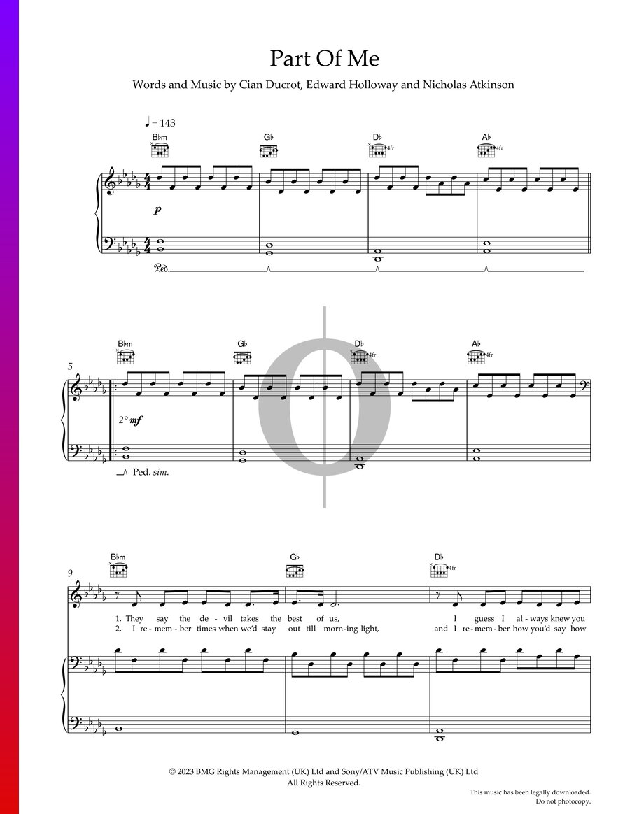 Part Of Me (Katy Perry) Piano Sheet Music - OKTAV