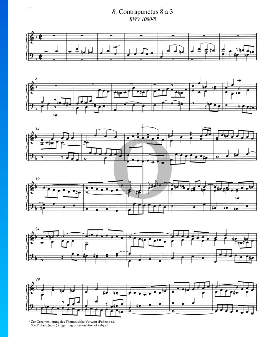 Contrapunctus 8, BWV 1080/8 (Johann Sebastian Bach) Piano Sheet Music ...