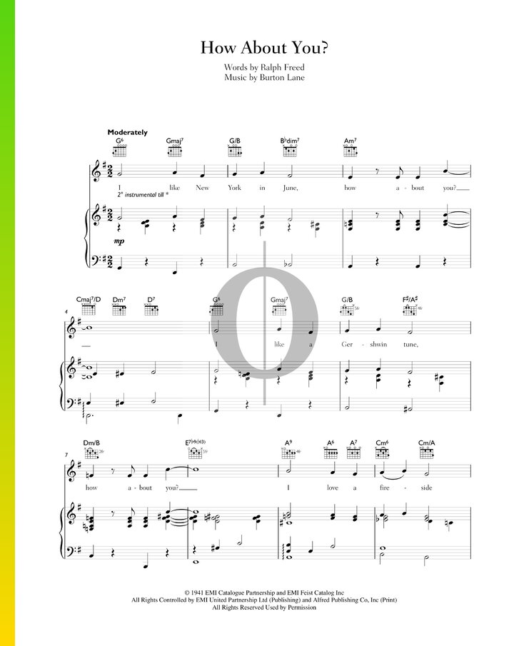 How About You (Judy Garland) Piano Sheet Music - OKTAV