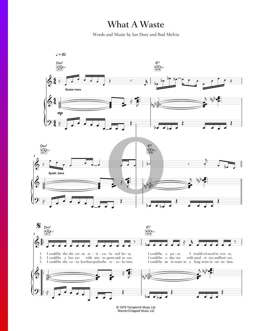 What A Waste (Ian Dury and the Blockheads) Piano Sheet Music - OKTAV