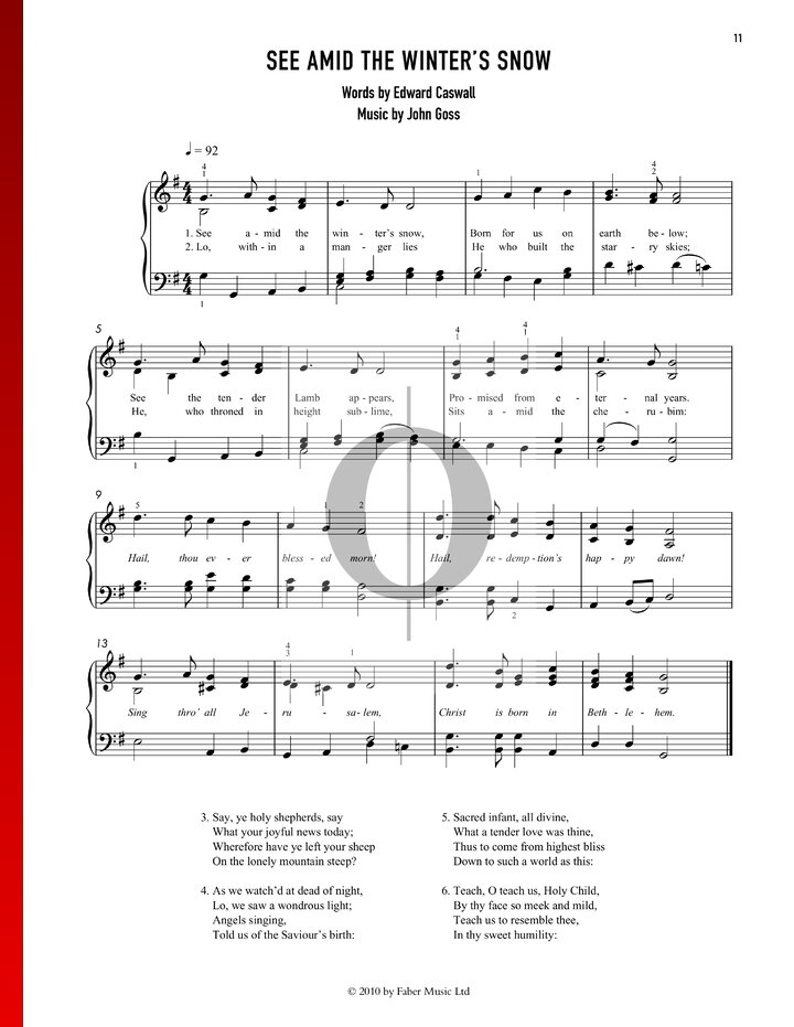 See Amid The Winter's Snow (John Goss) Piano Sheet Music - OKTAV
