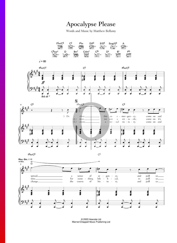 Apocalypse Please (Muse) Piano Sheet Music - OKTAV
