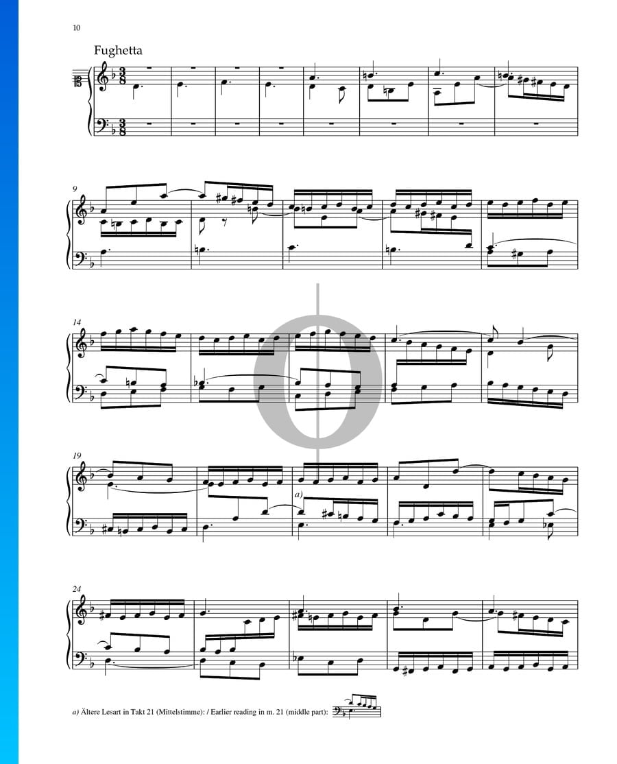 Fughetta in D Minor, BWV 899 (Johann Sebastian Bach) Piano Sheet Music ...
