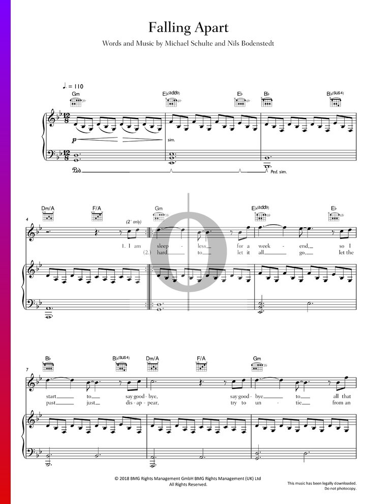 Falling Apart (Michael Schulte) Piano Sheet Music - OKTAV