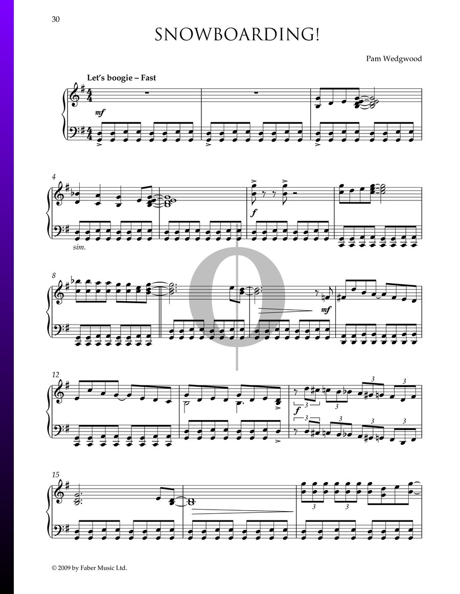 Snowboarding! (Pam Wedgwood) Piano Sheet Music - OKTAV
