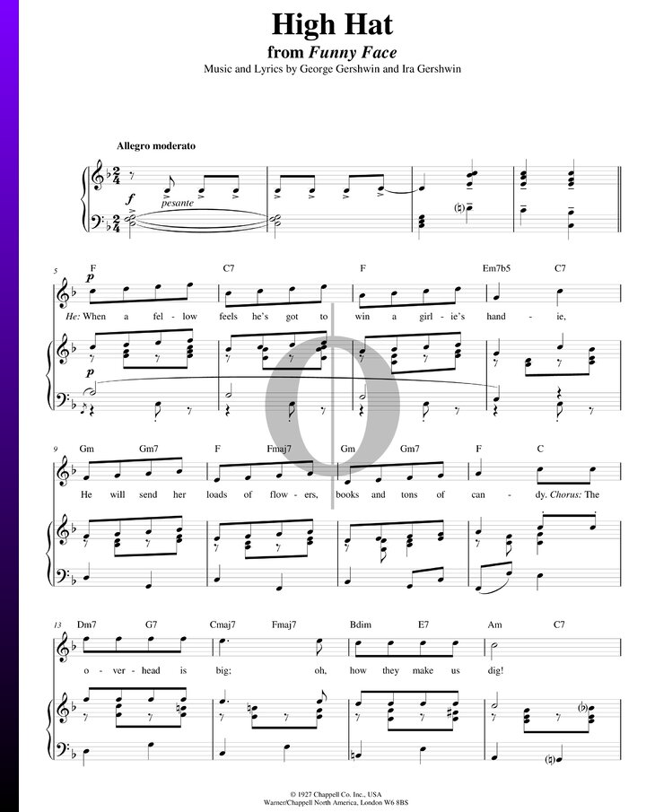 High Hat (George Gershwin) Piano Sheet Music - OKTAV
