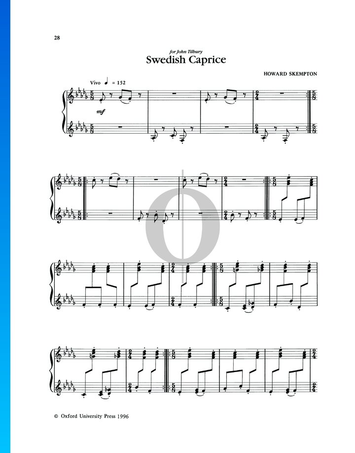 Swedish Caprice (Howard Skempton) Piano Sheet Music - OKTAV