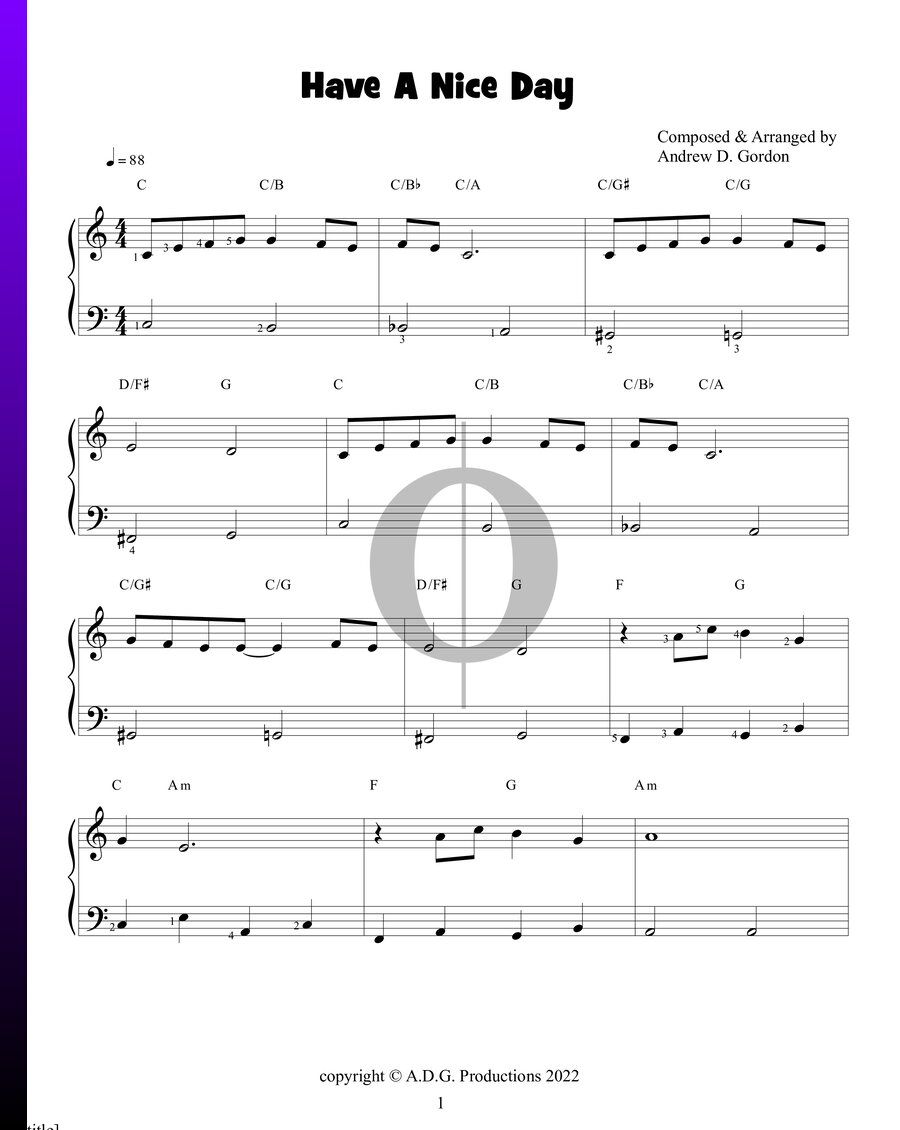 Have A Nice Day (Andrew D. Gordon) Piano Sheet Music - OKTAV