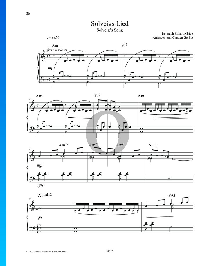 Solveig's Song (Crossover) (Carsten Gerlitz) Piano Sheet Music - OKTAV