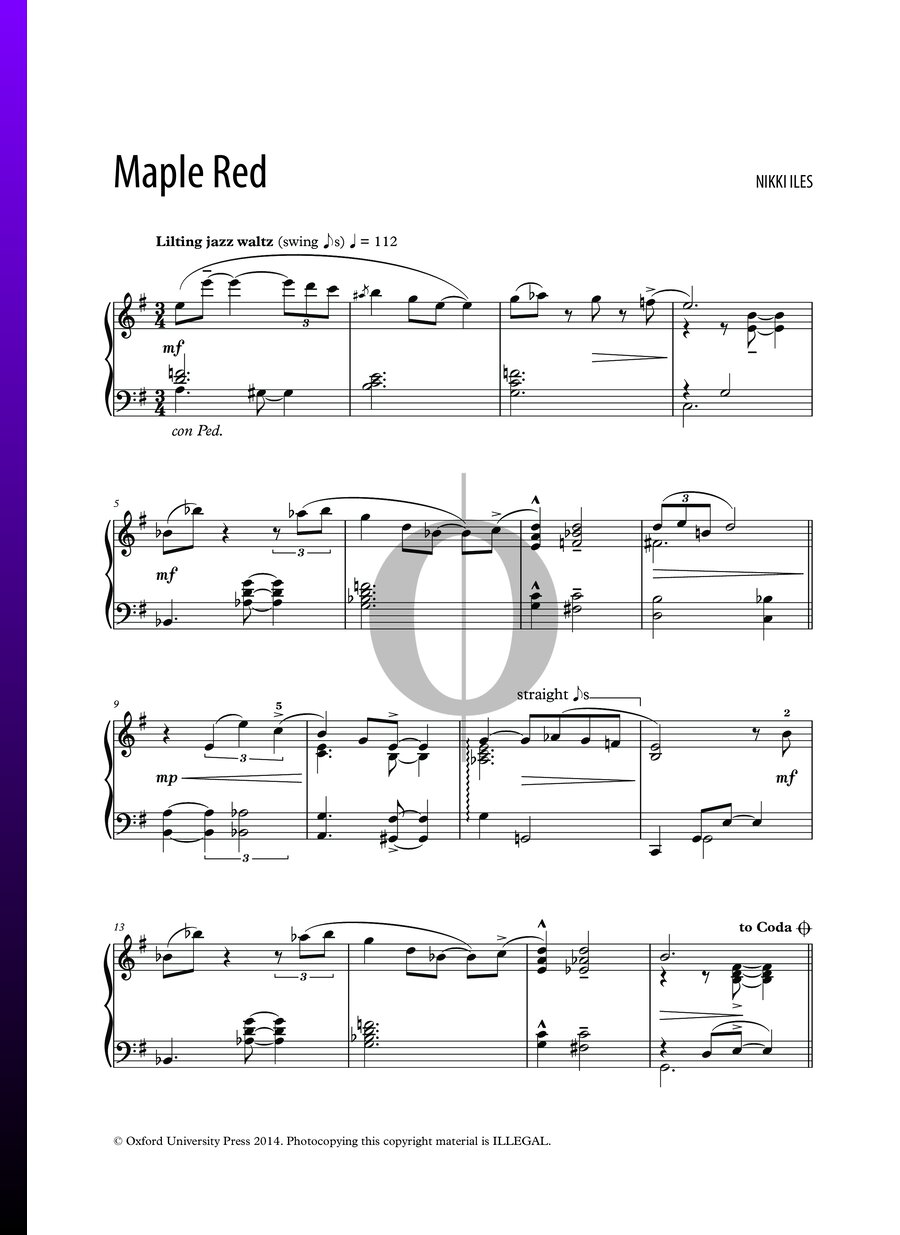 Maple Red (Nikki Iles) Piano Sheet Music - OKTAV