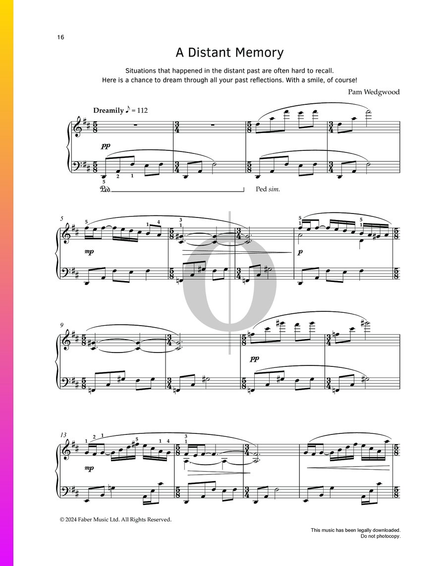 A Distant Memory (Pam Wedgwood) Piano Sheet Music - OKTAV