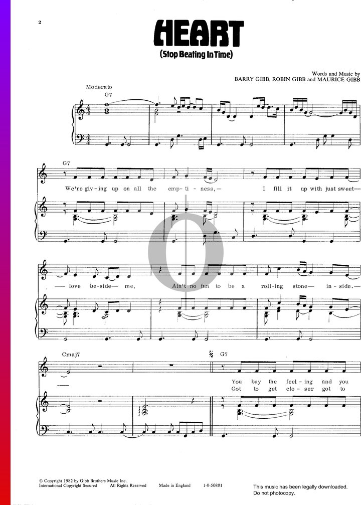 Heart (Stop Beating In Time) (Leo Sayer) Piano Sheet Music - OKTAV