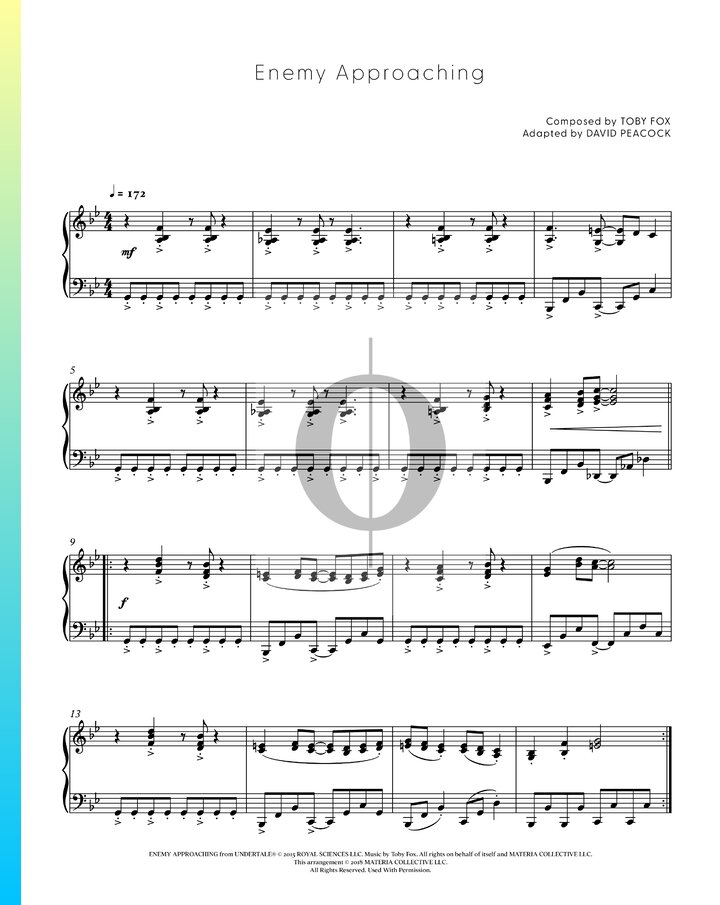 Enemy Approaching (Toby Fox) Piano Sheet Music - OKTAV