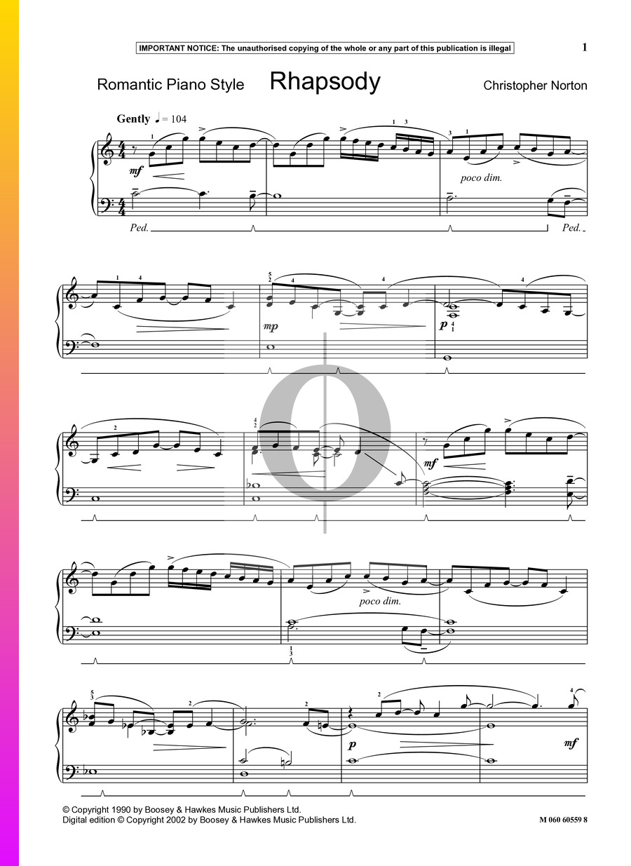 Rhapsody (Christopher Norton) Piano Sheet Music - OKTAV