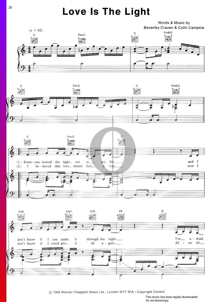 Love Is The Light (Beverley Craven) Piano Sheet Music - OKTAV