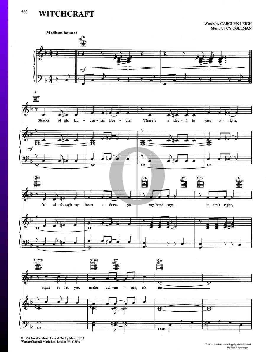 Witchcraft (Frank Sinatra) Piano Sheet Music - OKTAV