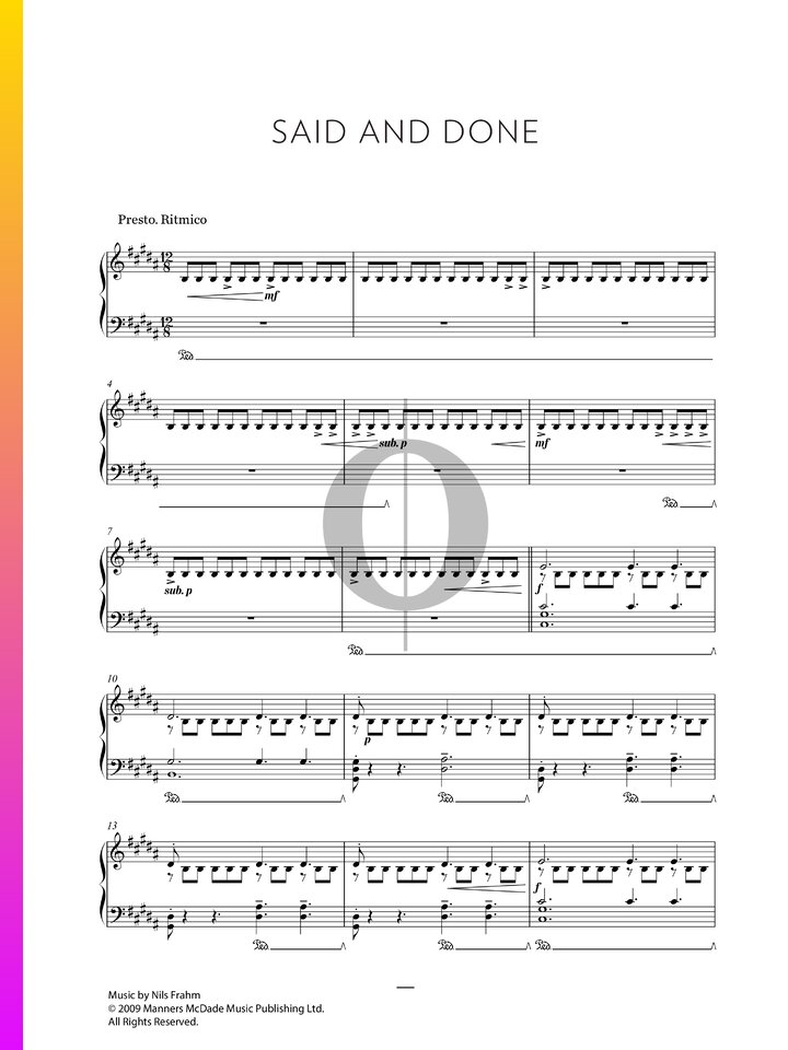 Said And Done (Nils Frahm) Piano Sheet Music - OKTAV