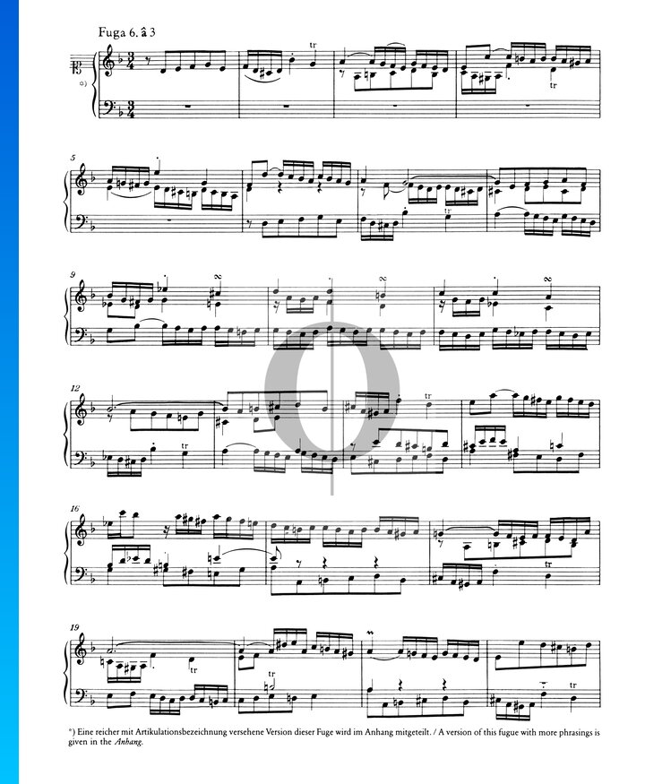 Fuga 6 en re menor, BWV 851 » Johann Sebastian Bach - Partituras de piano - OKTAV