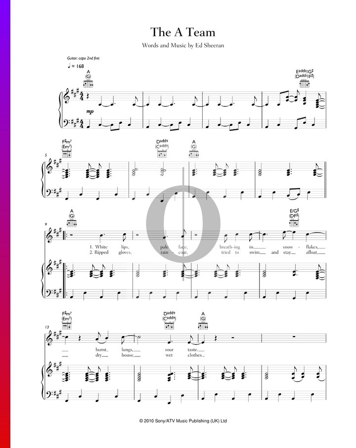 The A Team (Ed Sheeran) Piano Sheet Music - OKTAV