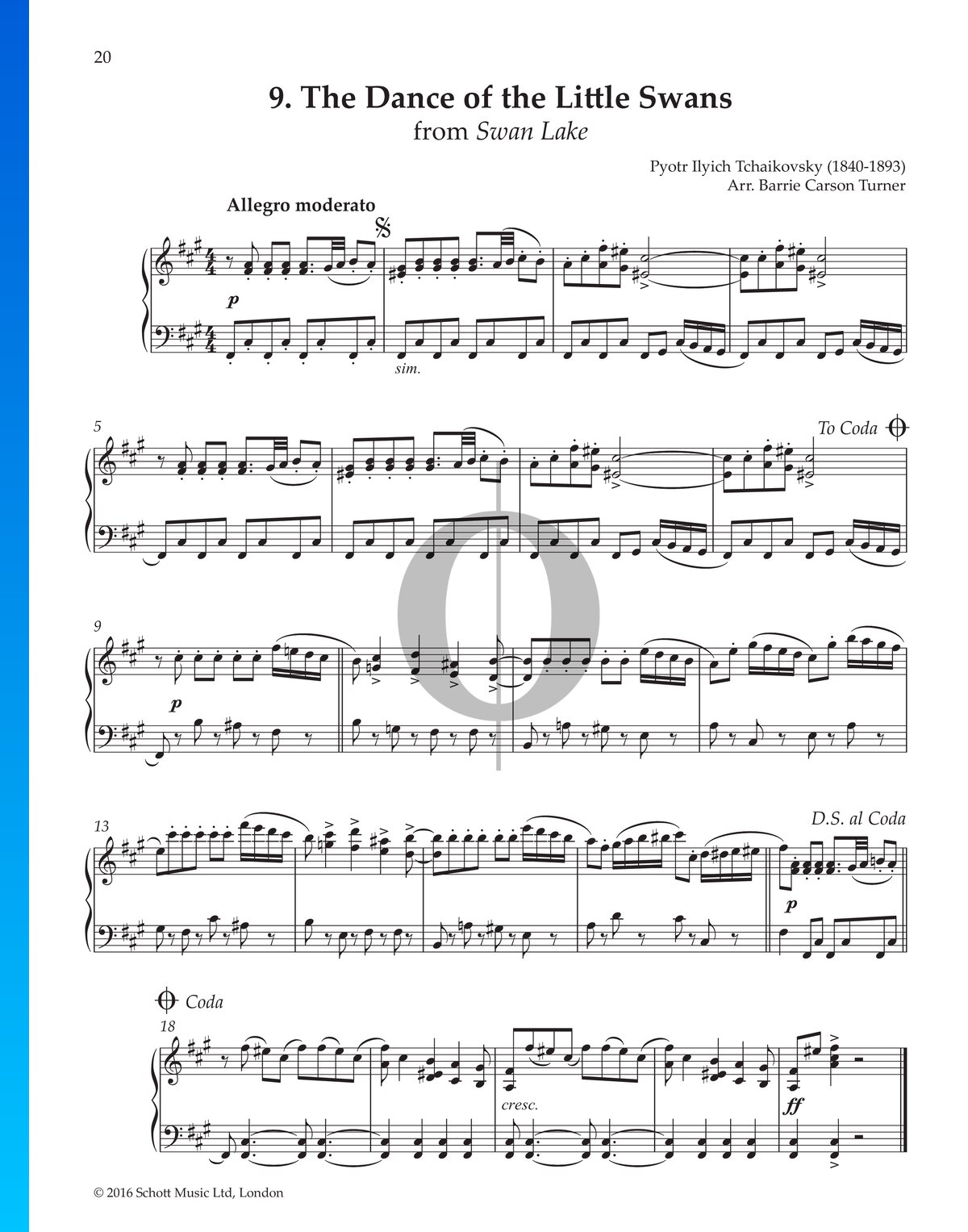 The Dance of the Little Swans (Pjotr Iljitsch Tschaikowski) Piano Sheet ...