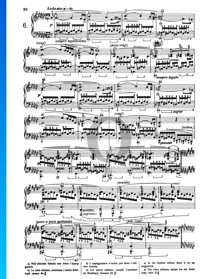 Étude in E-flat Minor, Op. 10 No. 6 (Frédéric Chopin) Piano Sheet Music - OKTAV