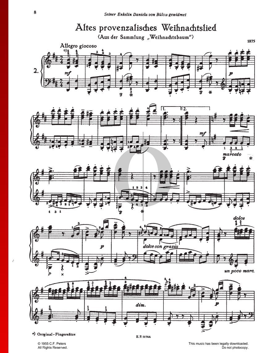 Altes Provenzalisches Weihnachtslied (Franz Liszt) Piano Sheet Music ...
