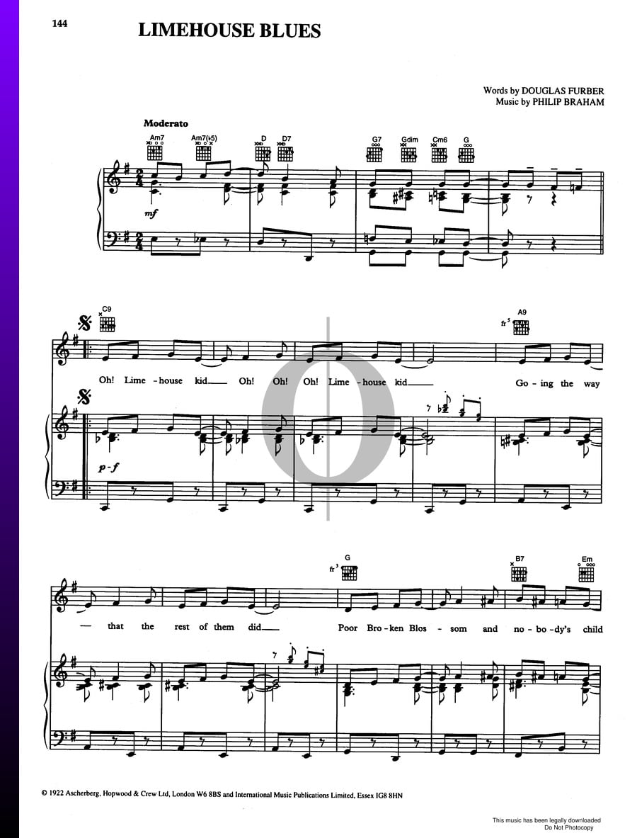 Limehouse Blues (Scrappy Lambert, Red Nichols) Piano Sheet Music - OKTAV