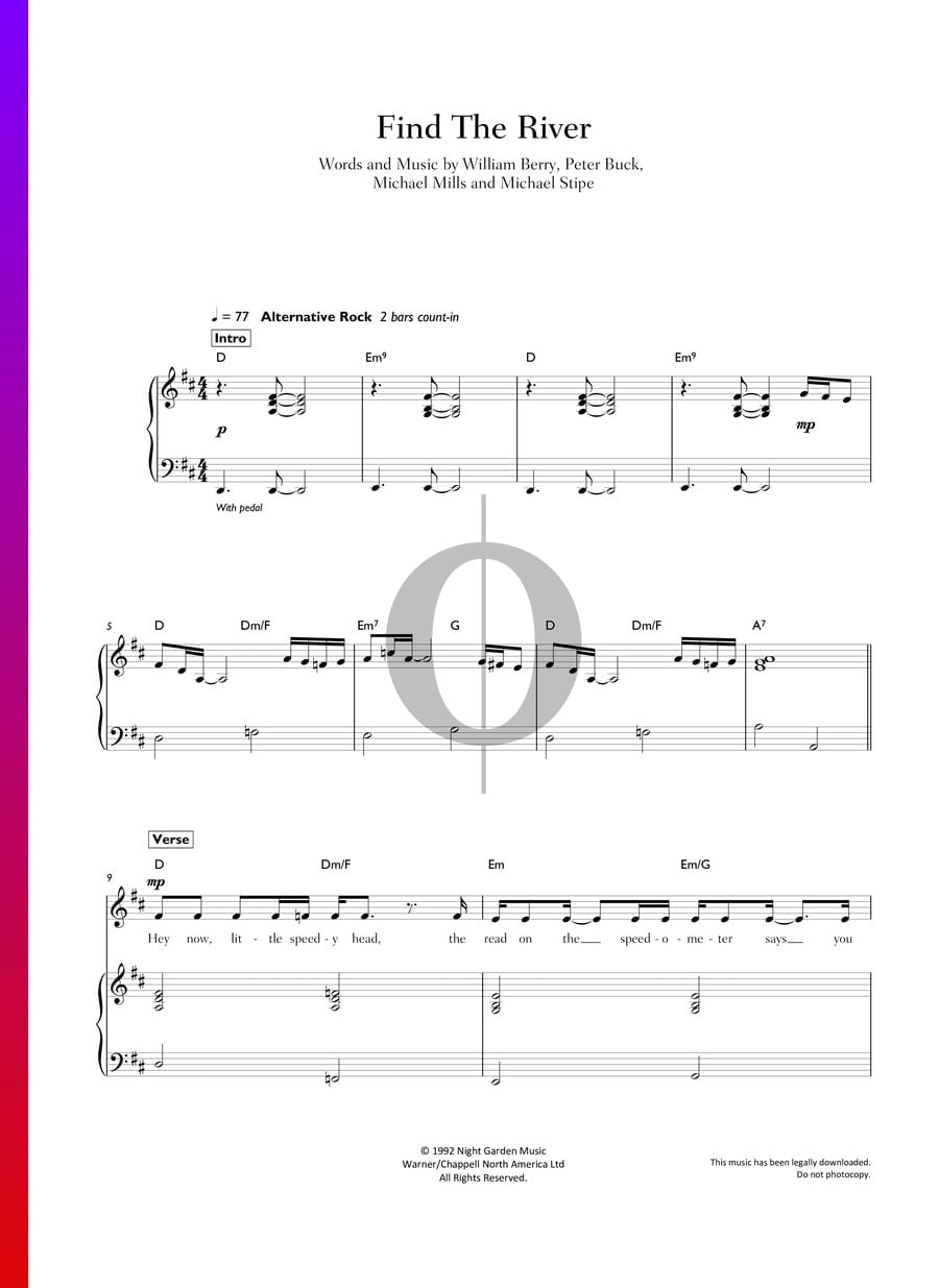 Find The River (R.E.M.) Piano Sheet Music - OKTAV