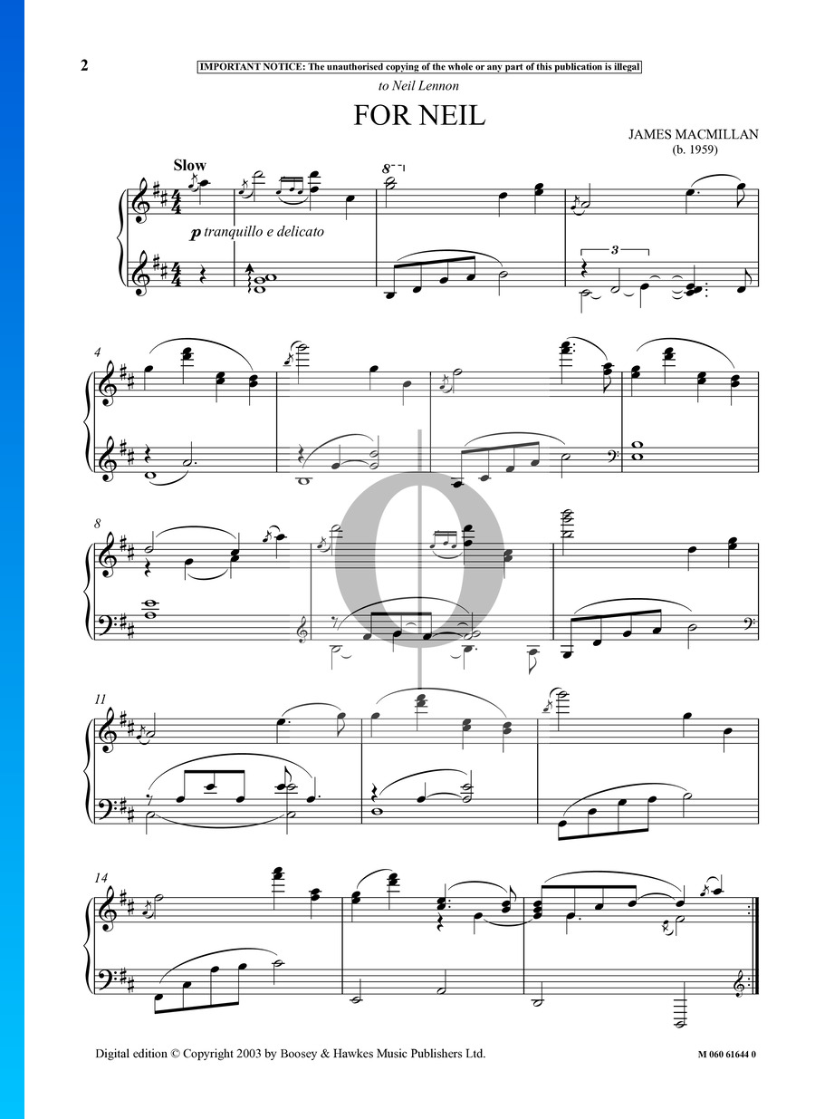 For Neil (James MacMillan) Piano Sheet Music - OKTAV